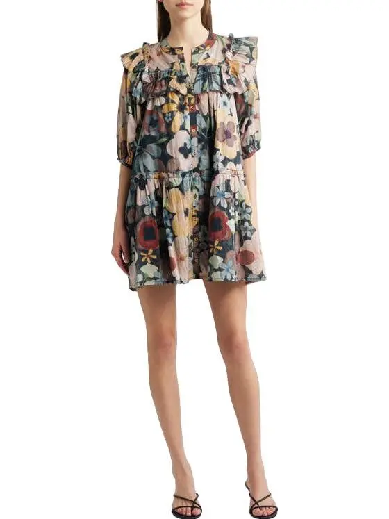 CLEOBELLA Tatiana Floral Print Minidress - Foraged Violets