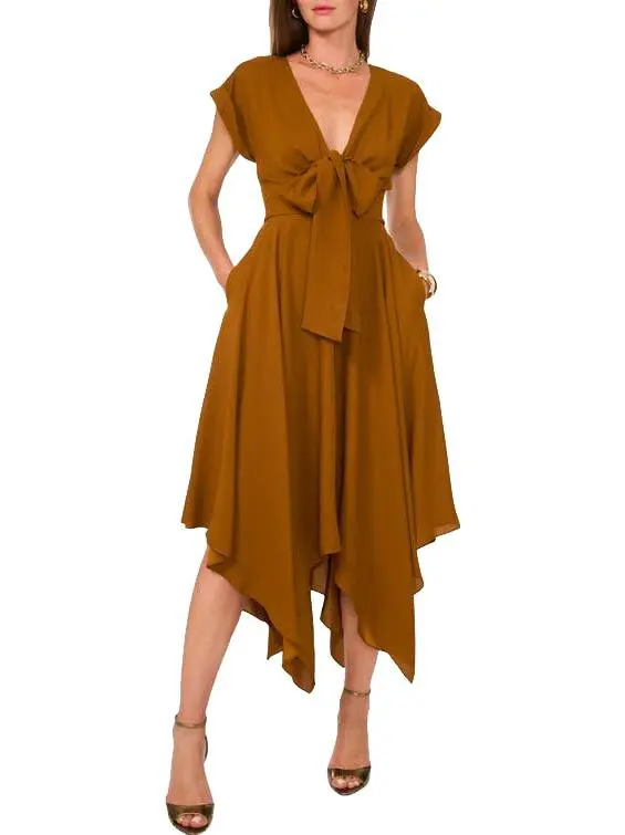 1.State Front Bow Handkerchief Hem Dress - Cathay Spice