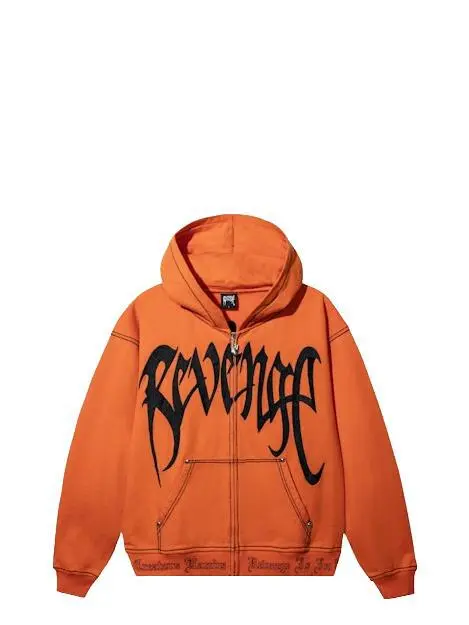 REVENGE Xxxtentacion Kill Contrast Zip Hoodie - Orange/black