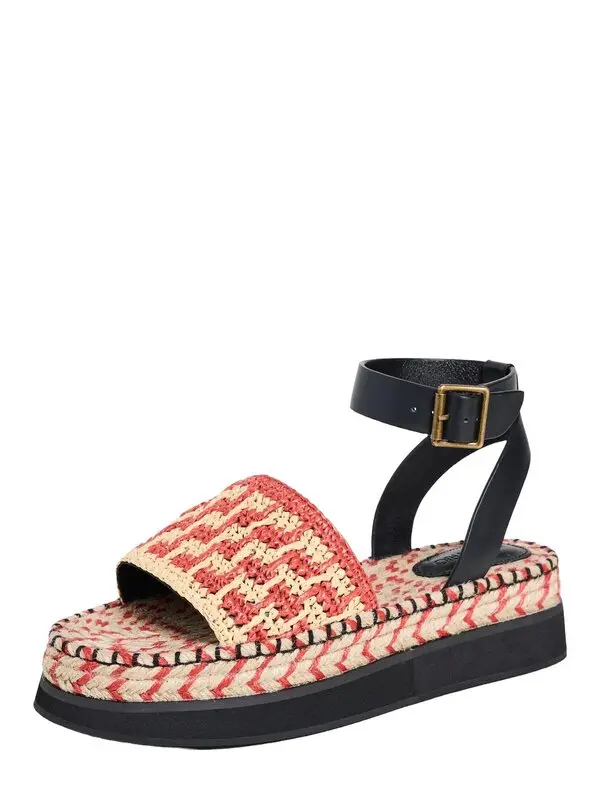 Farm Rio Crochet Flatform Espadrilles - Red