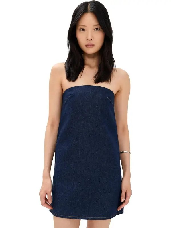 FRAME The Strapless Mini Denim Dress - Acquaintance