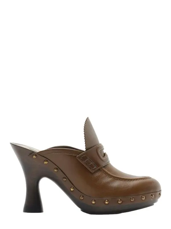 Burberry Leather Heeled Clogs - Splinter