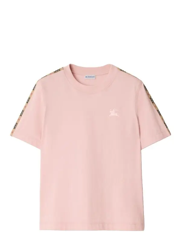 Burberry Check Trim Cotton T-shirt - Bouquet Pink