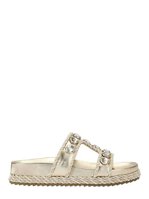 Carvela Sorella Crystal-embellished Faux-leather Sandals - Gold
