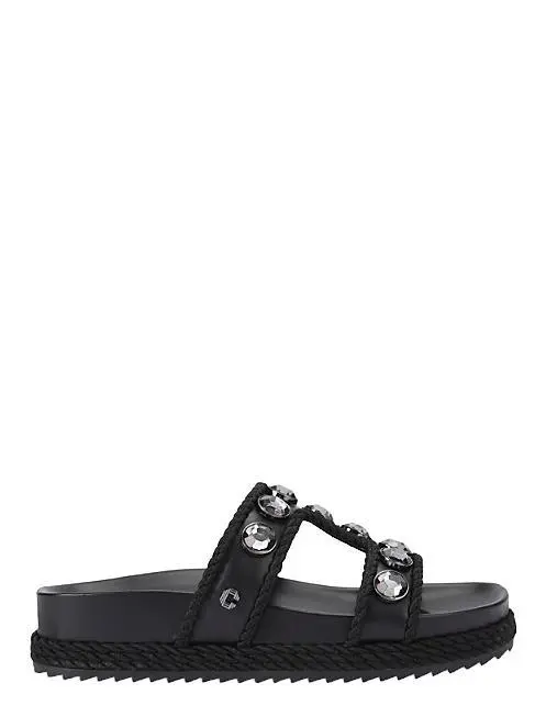 Carvela Sorella Crystal-embellished Faux-leather Sandals - Black