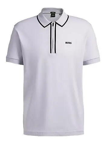 BOSS Branded Short-sleeved Stretch-cotton Polo Shirt Xxl - Light/pastel Grey