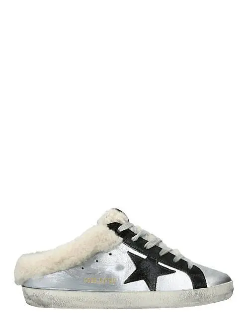 GOLDEN GOOSE Super Star Sabot Leather Low-top Trainers - Silver Com