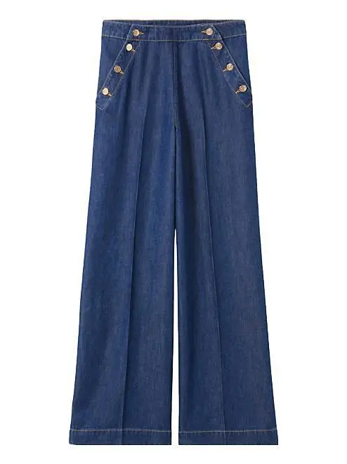 Claudie Pierlot Denim-look Sailor Trousers - Denim - Jean