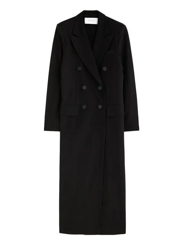 Harris Wharf London Double-breasted Woven Coat - Black