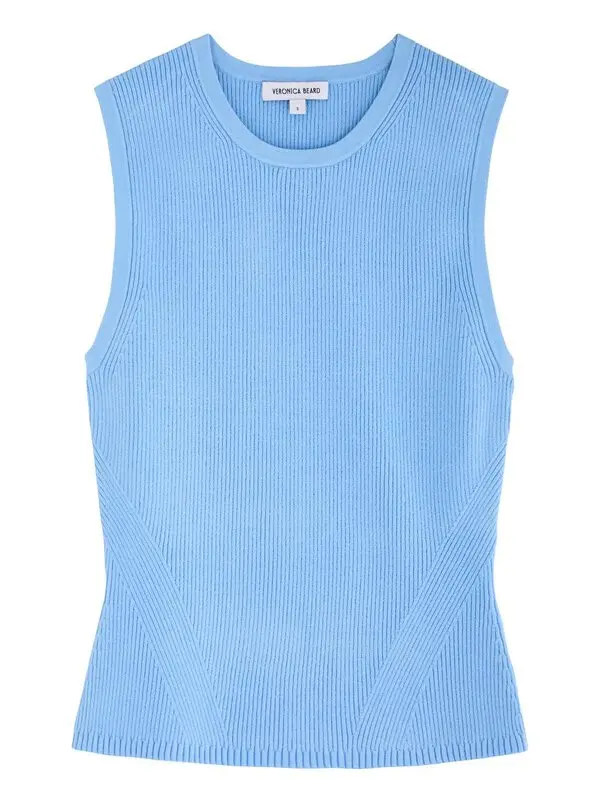 Veronica Beard Sid Ribbed-knit Tank - Blue