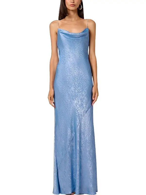 LIV FOSTER Lola Foiled Gown - Azure Blue