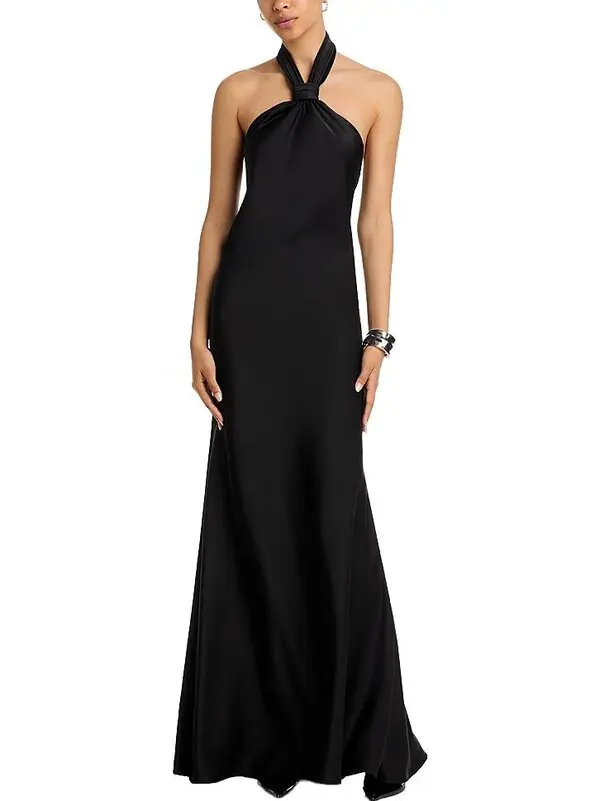 Aqua Knot Halter Gown - Black