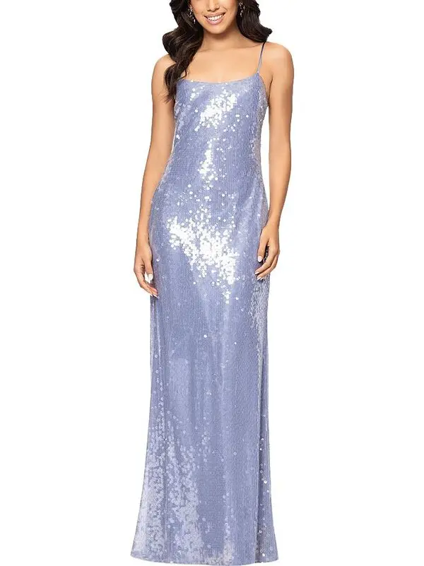 Aqua Sequin Gown - Blue