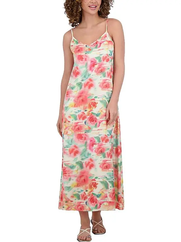 POINT Satin A-line Slip Dress - Brushed Floral