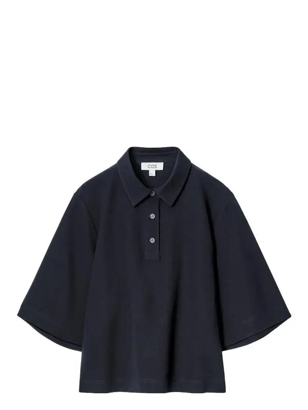 Cos Boxy Polo Shirt - Navy