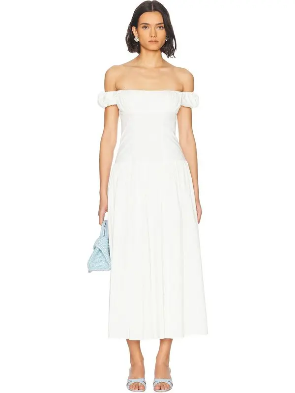 Caroline Constas Augusta Drop Waist Maxi Dress - Antique White