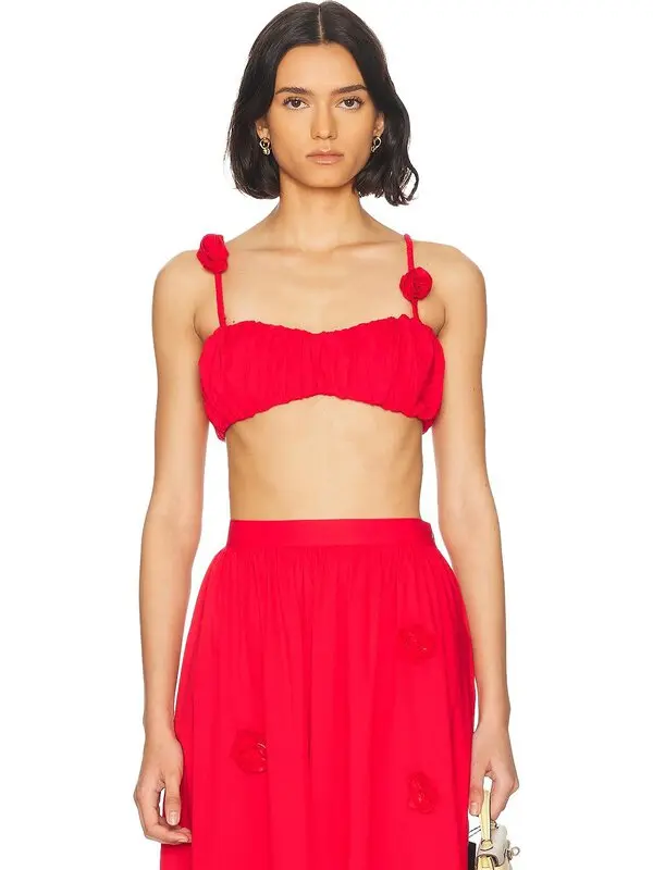 Caroline Constas Evangeline Bustier Top In Red - High Risk Red