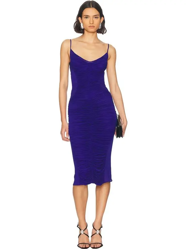 MUGLER Ruched Midi Dress - Ultra Blue