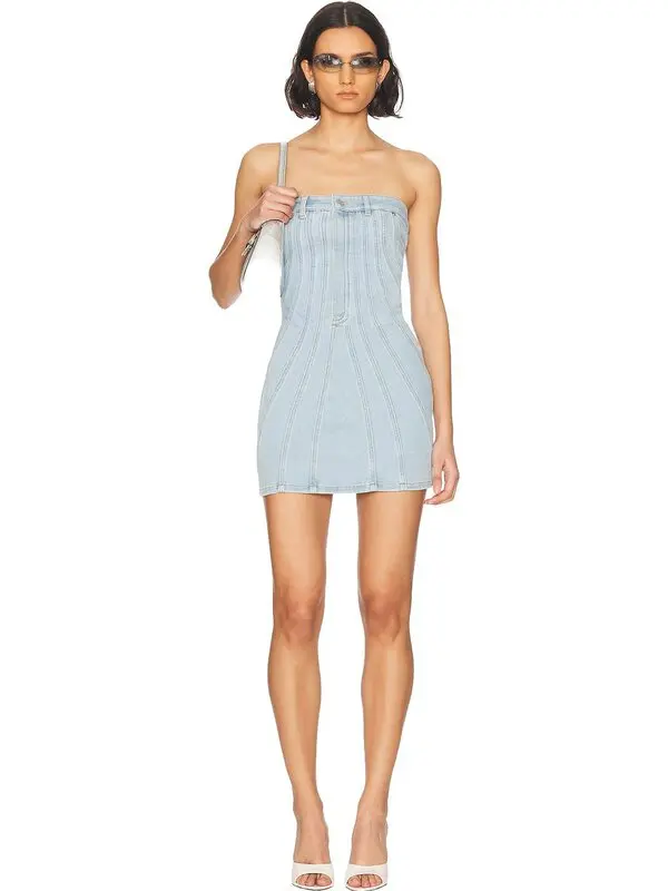 MUGLER Strapless Mini Dress - Medium Blue