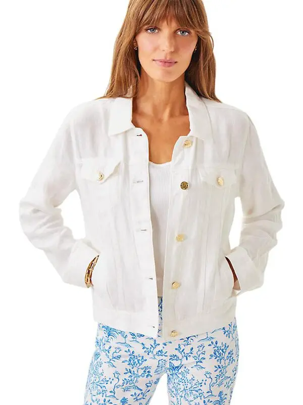 LILLY PULITZER Seaspray Linen Jacket - Resort White