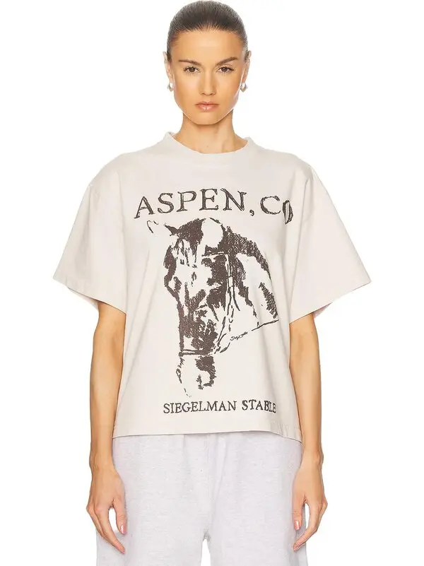 SIEGELMAN STABLE X Graphic Crop Tee - White Sand