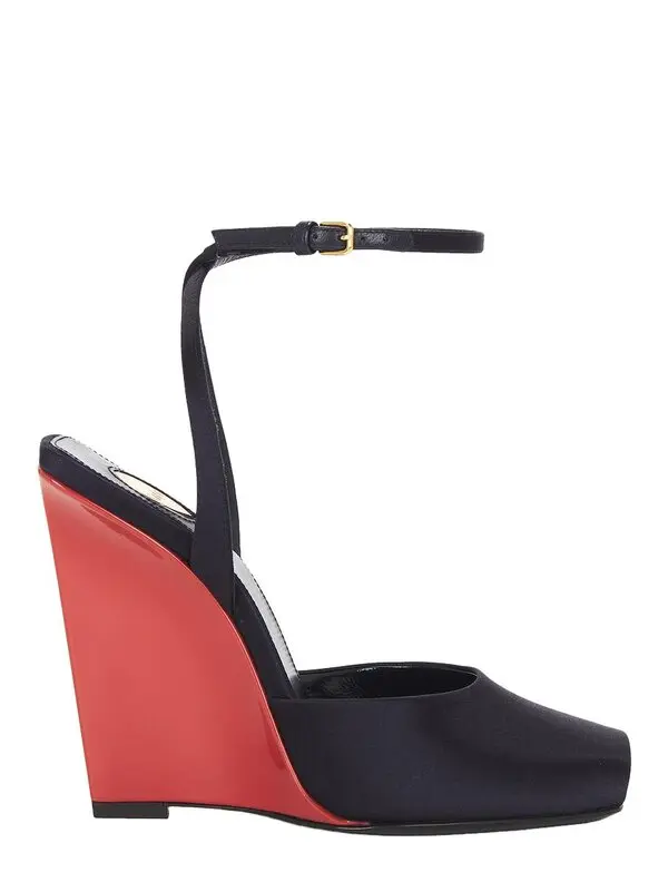 Saint Laurent La Scandale Wedge Sandal - Patriot Navy