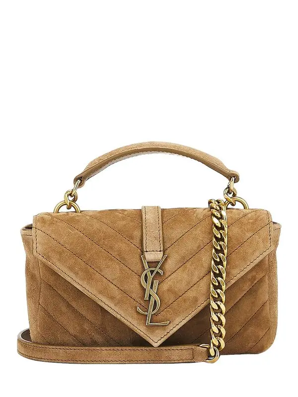 Saint Laurent Mini College Chain Bag - Gold Leaf