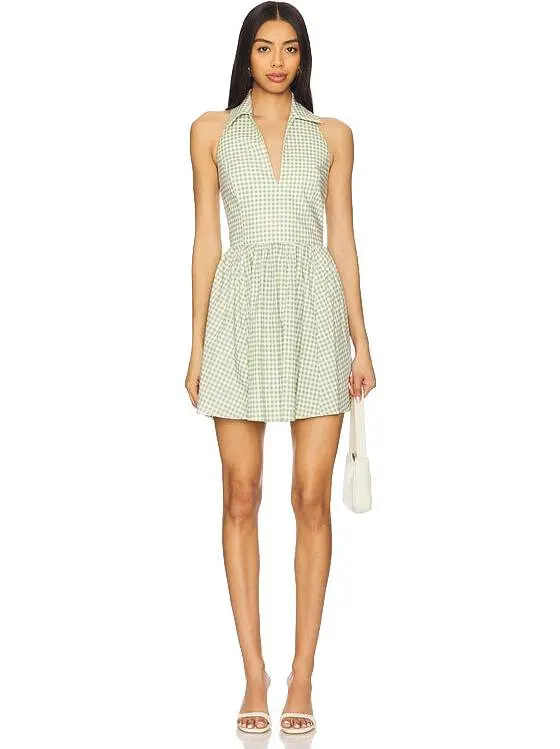 Caroline Constas Aya Mini Dress - Spinach Gingham
