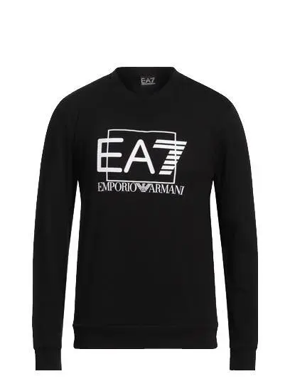 EA7 Cotton-elastane Flocked Sweatshirt - Black
