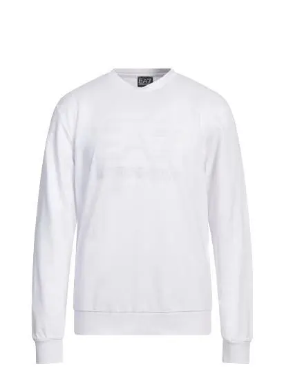 EA7 Cotton-elastane Flocked Sweatshirt - White
