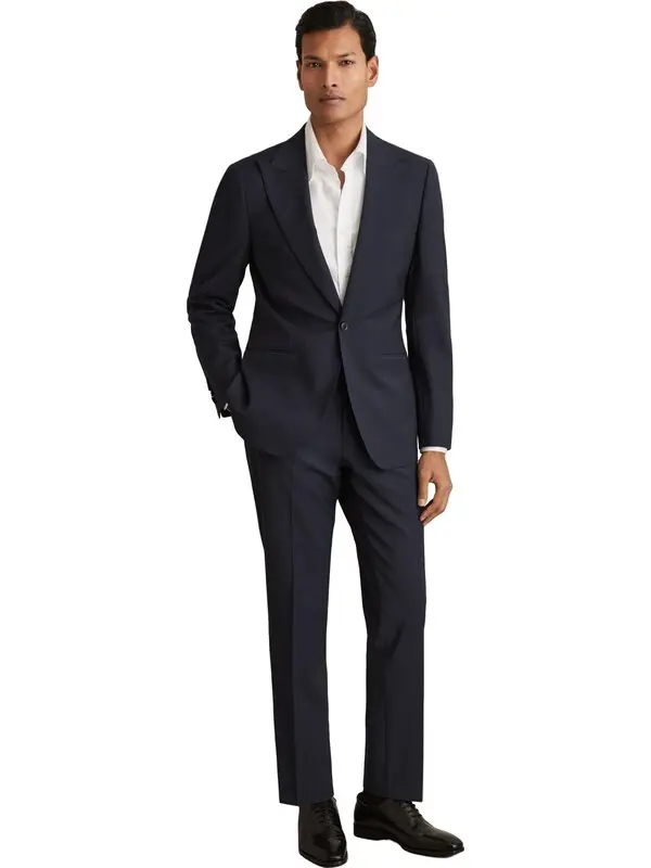 REISS Slim Fit Wool Blend Suit Trousers - Bright Blue