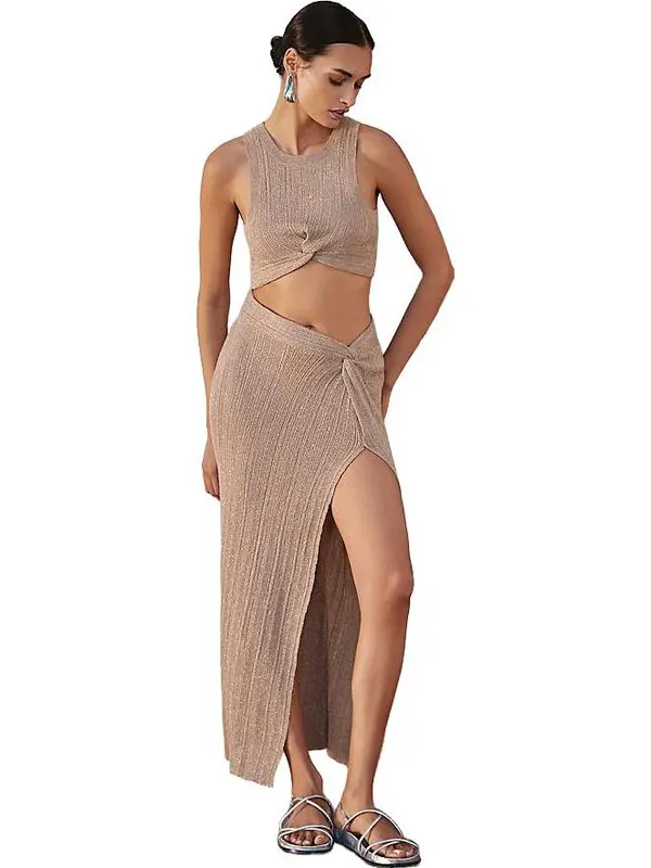 L*Space Heart Of High-slit Maxi Skirt - Gold