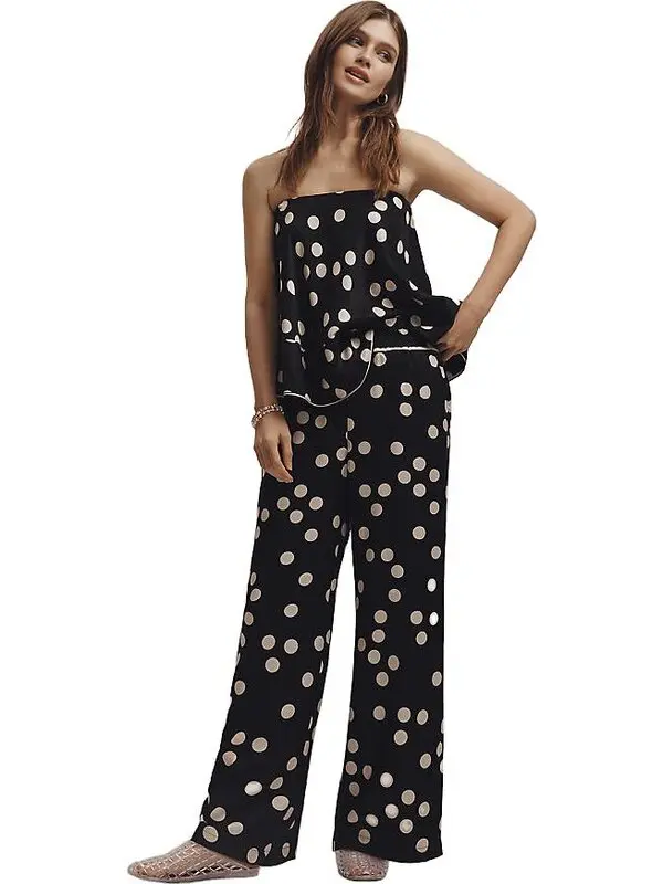 Maeve Brooklin Printed Wide-leg Pants - Black Dot