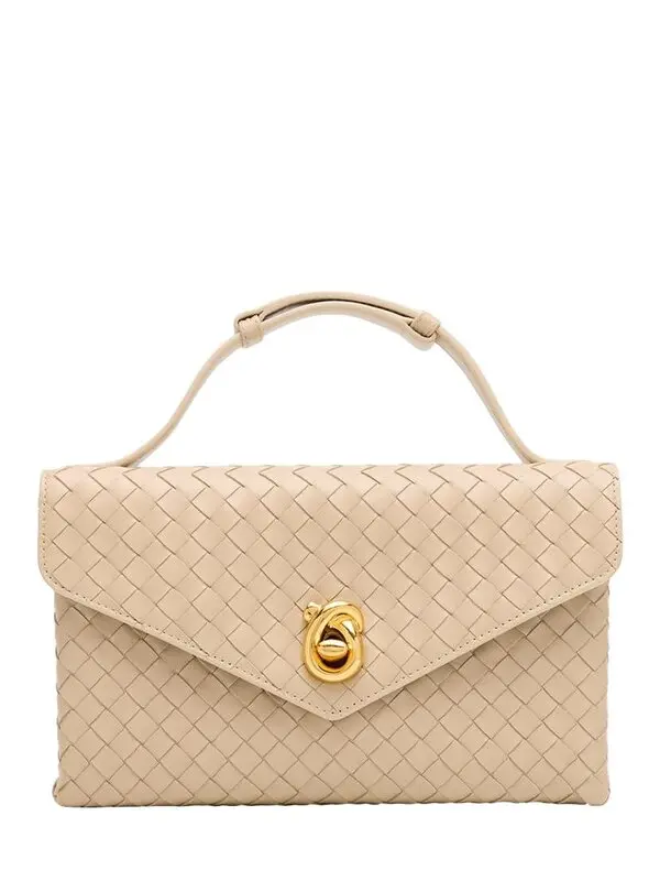 Bottega Veneta Knot Lock Intrecciato Leather Bag - Ecru