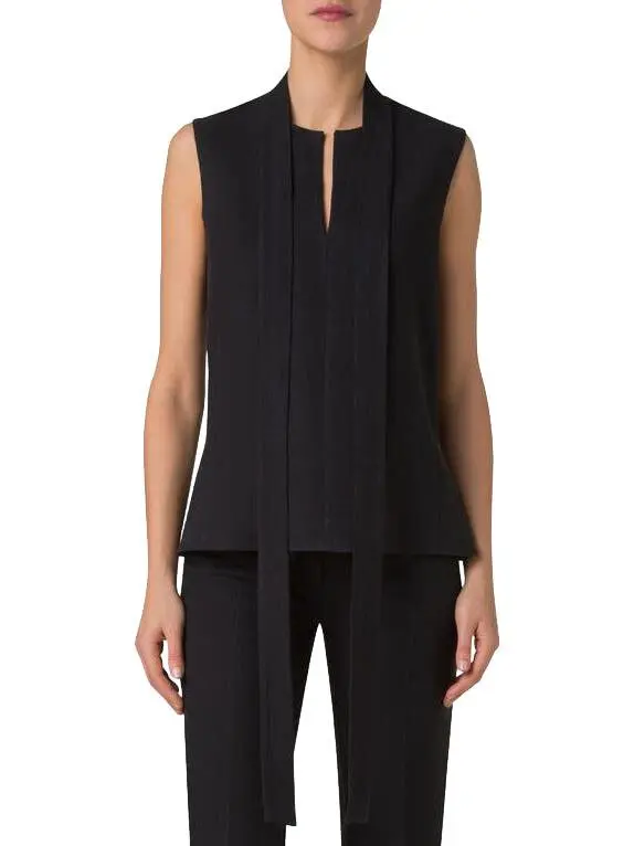 Akris Sleeveless Linen And Wool Top - Black