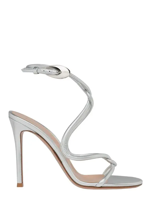 GIANVITO ROSSI Jungle Mamba Sandals - Metallic Silver Nappa