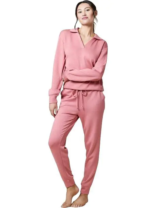 SOFTIES Athleisure Dreamtech Johnny Collar Jogger Set - Copper Rose