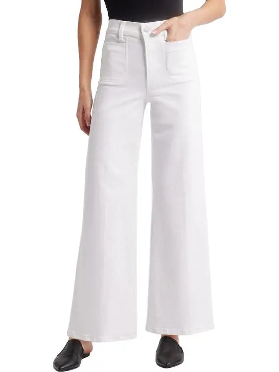 FRAME Le Slim Palazzo Patch Pocket High-waist Jeans - White