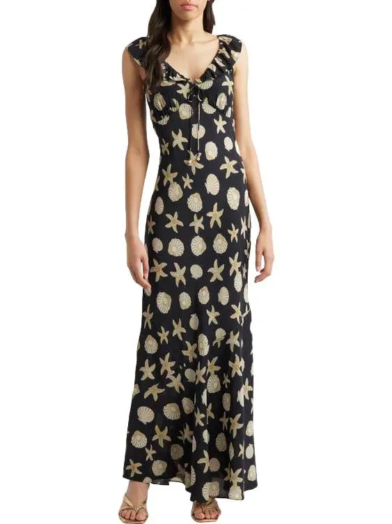 Saylor Gali Shell Print Maxi Dress - Black