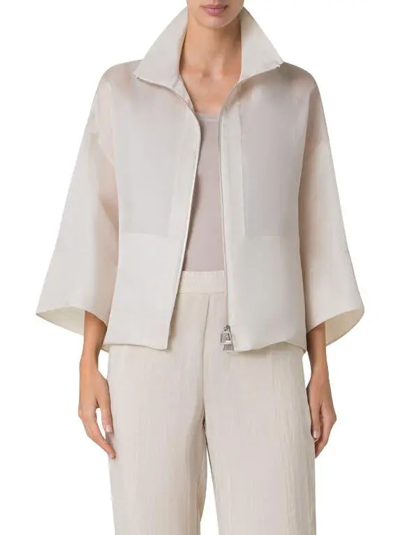 Akris Philia Panama Silk Organza Jacket - Sand
