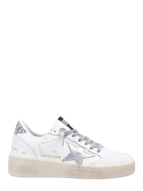GOLDEN GOOSE Ball Star 2 Deluxe Sneakers - White/silver Metallic
