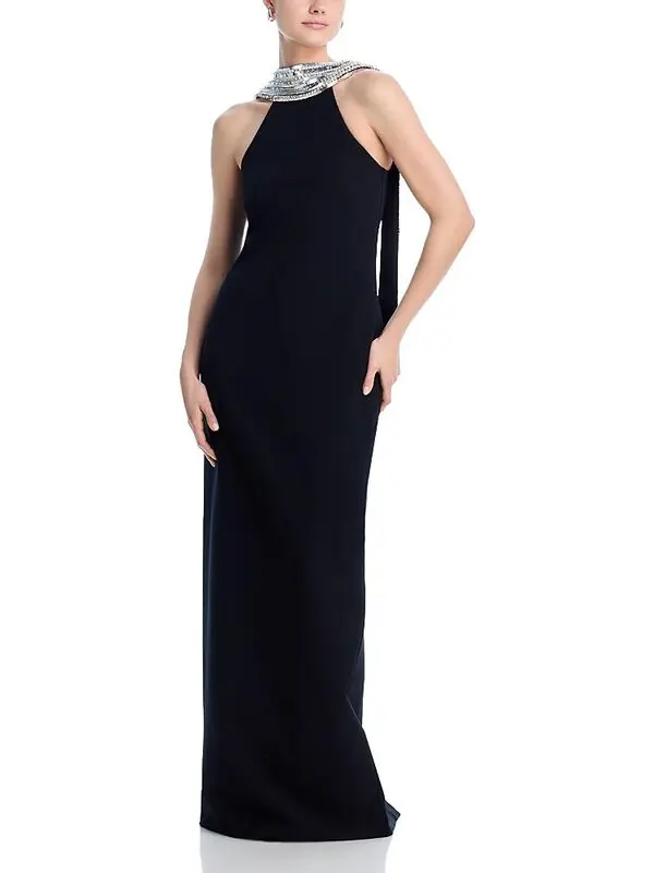 Safiyaa Gocek Long Dress - Black W Crystal