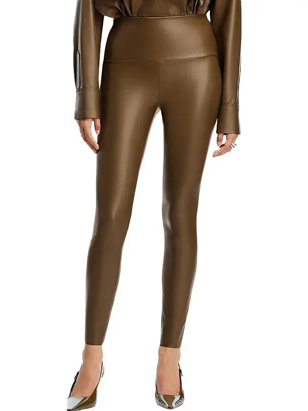 Norma Kamali Faux Leather Long Leggings - Bark