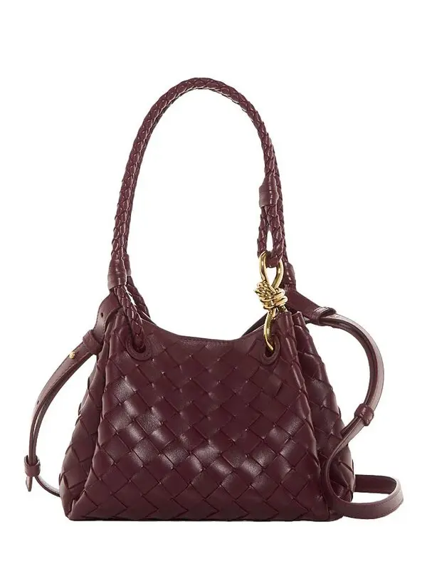 Bottega Veneta Small Intrecciato Parachute Shoulder Bag - Barolo/brass