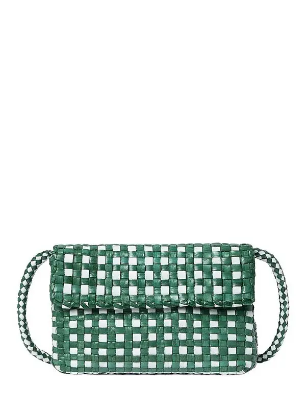 LOEFFLER RANDALL Vinnie Mini Woven Leather Crossbody - Bright Emerald