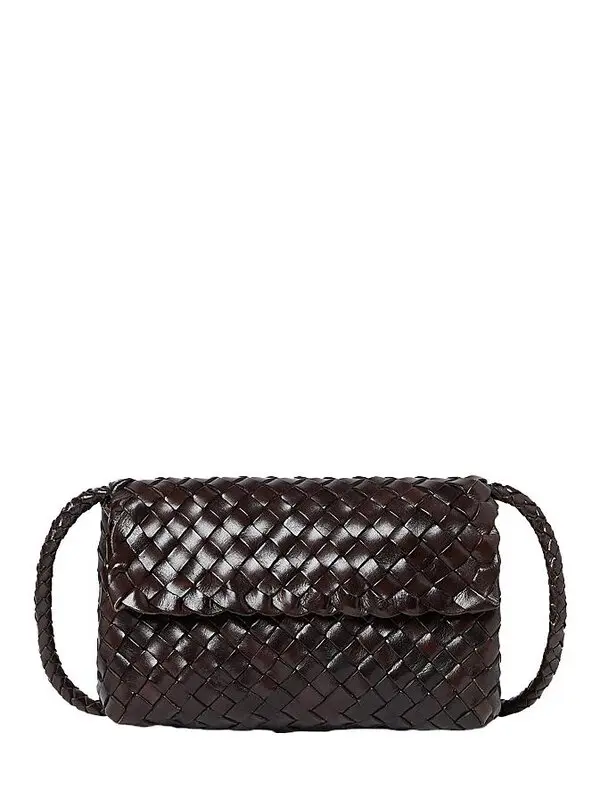 LOEFFLER RANDALL Vinnie Mini Woven Leather Crossbody - Chocolate