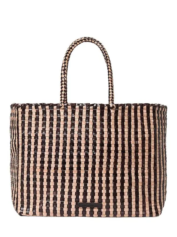 LOEFFLER RANDALL Small Woven Leather Tote - Chocolate/desert