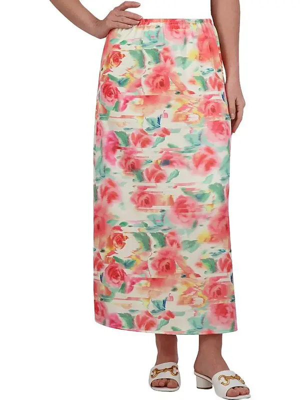 POINT Satin A-line Skirt - Brushed Floral