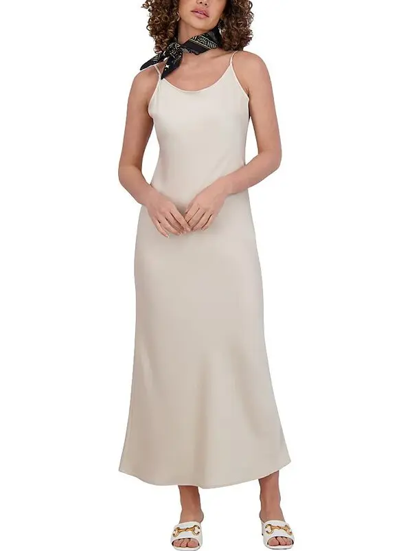 POINT Satin Straight Slip Dress - Ecru