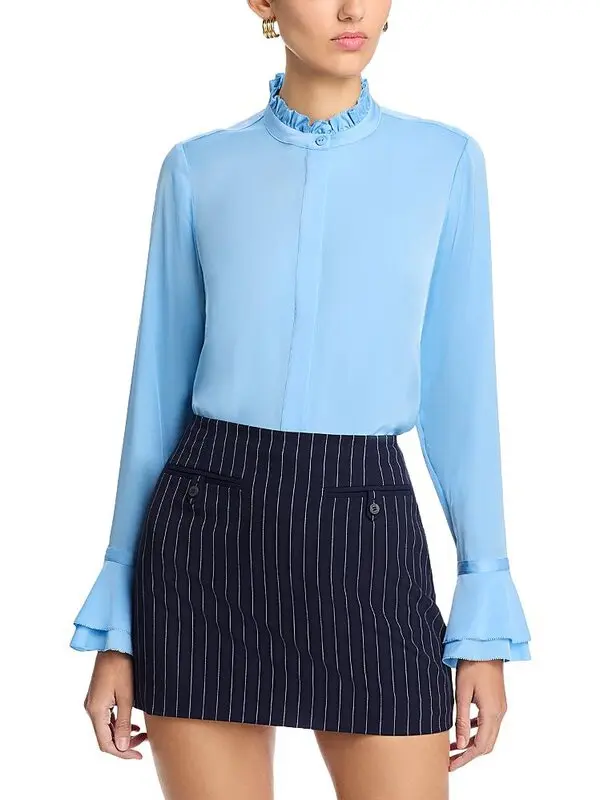Elie Tahari Adair Silk-blend Blouse - Fountain Blue